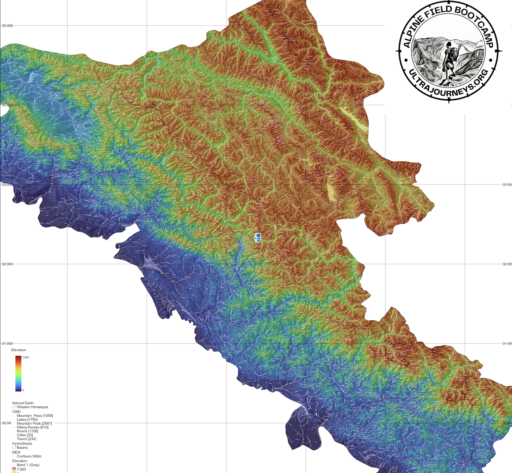 Elevation map of Western Himalayas – UltraJourneys